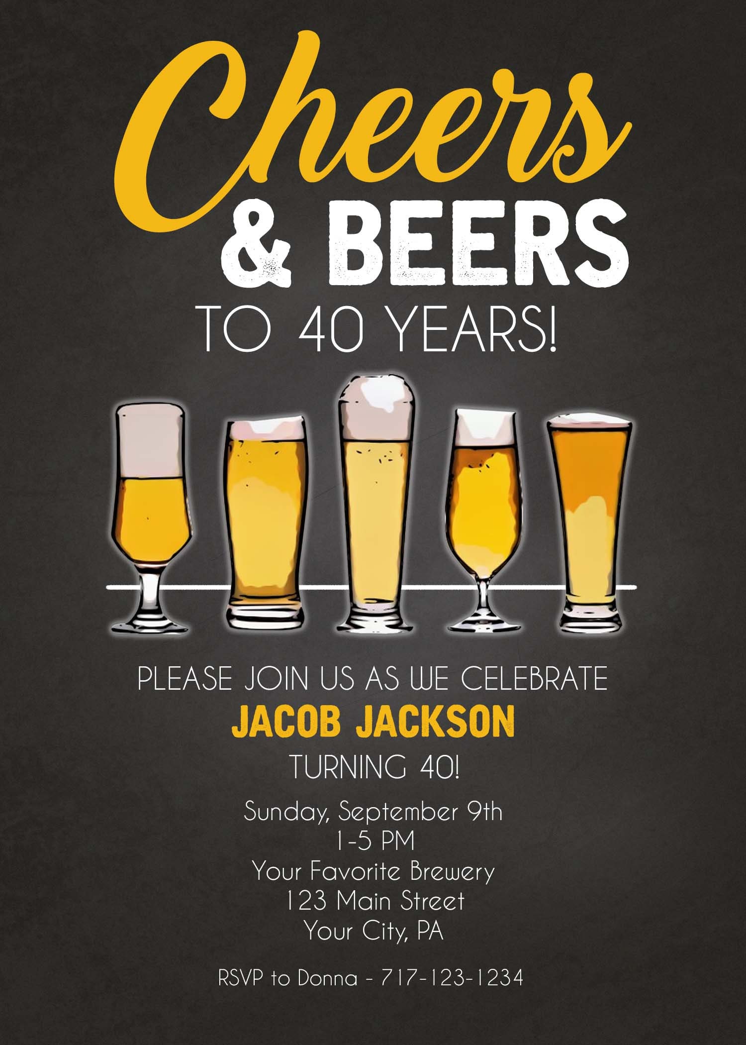 Printable Cheers & Beers Birthday Invitation | Brewery Invitation ...
