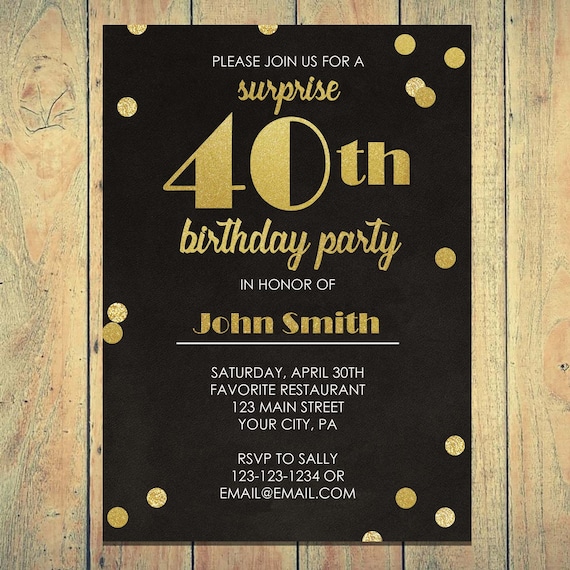 Surprise 40th Birthday Invitation Wording Adult Birthday Invitations