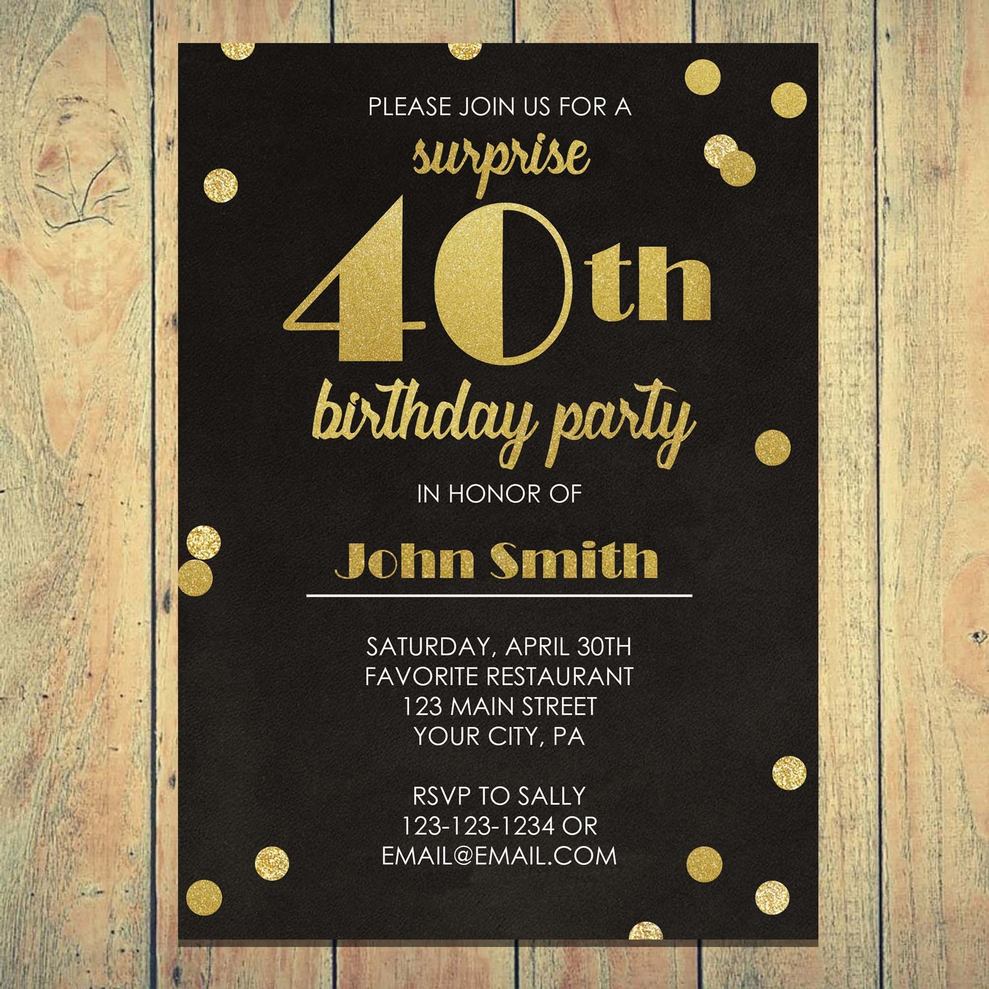 Surprise 40th Birthday Party Invitations