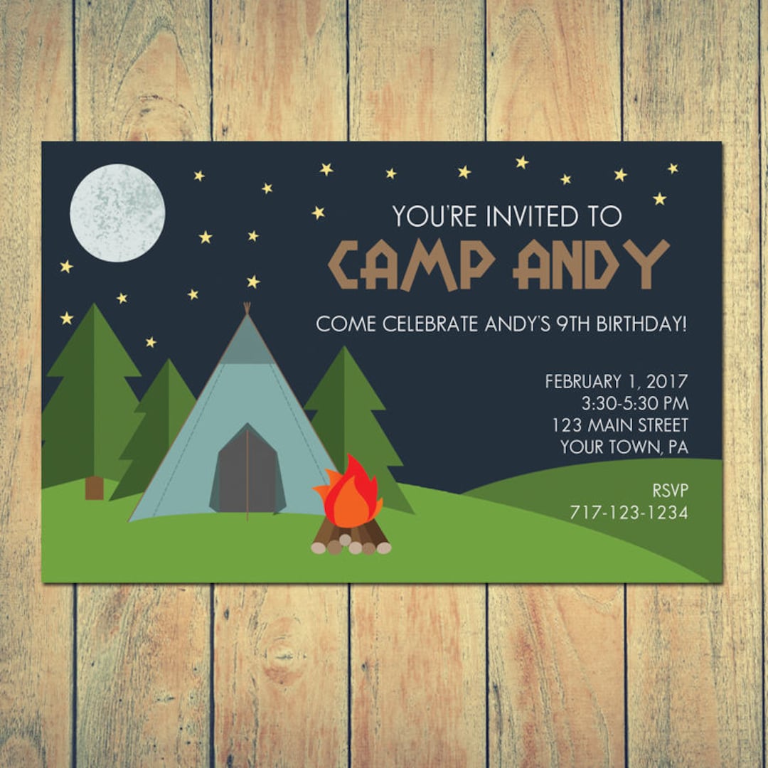Camping Invitation | Camping Birthday | Camp Party Invitation | Camp ...