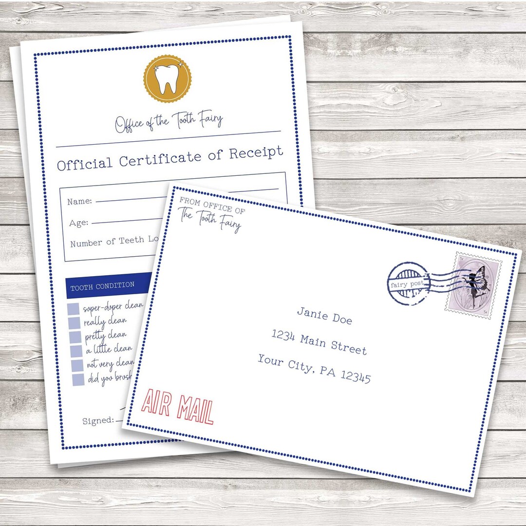 Printable Tooth Fairy Receipt - Lost Tooth Report - First Tooth Lost ...