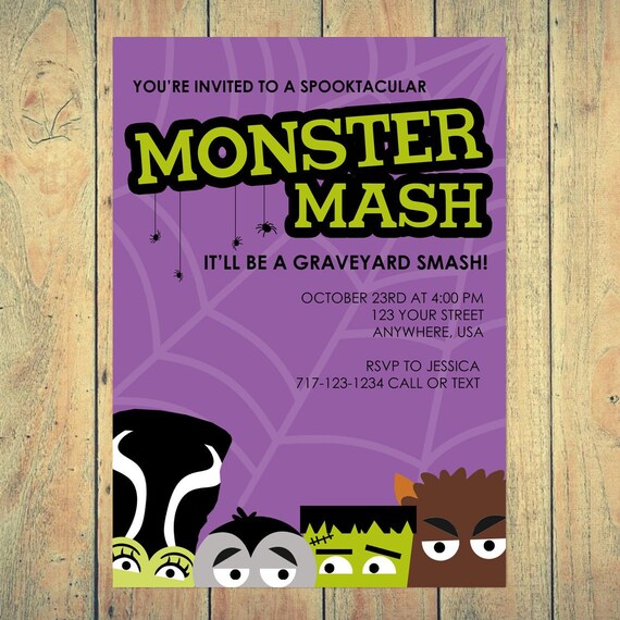 MONSTER MASH Invitation Halloween Party Custom Invitation - Etsy
