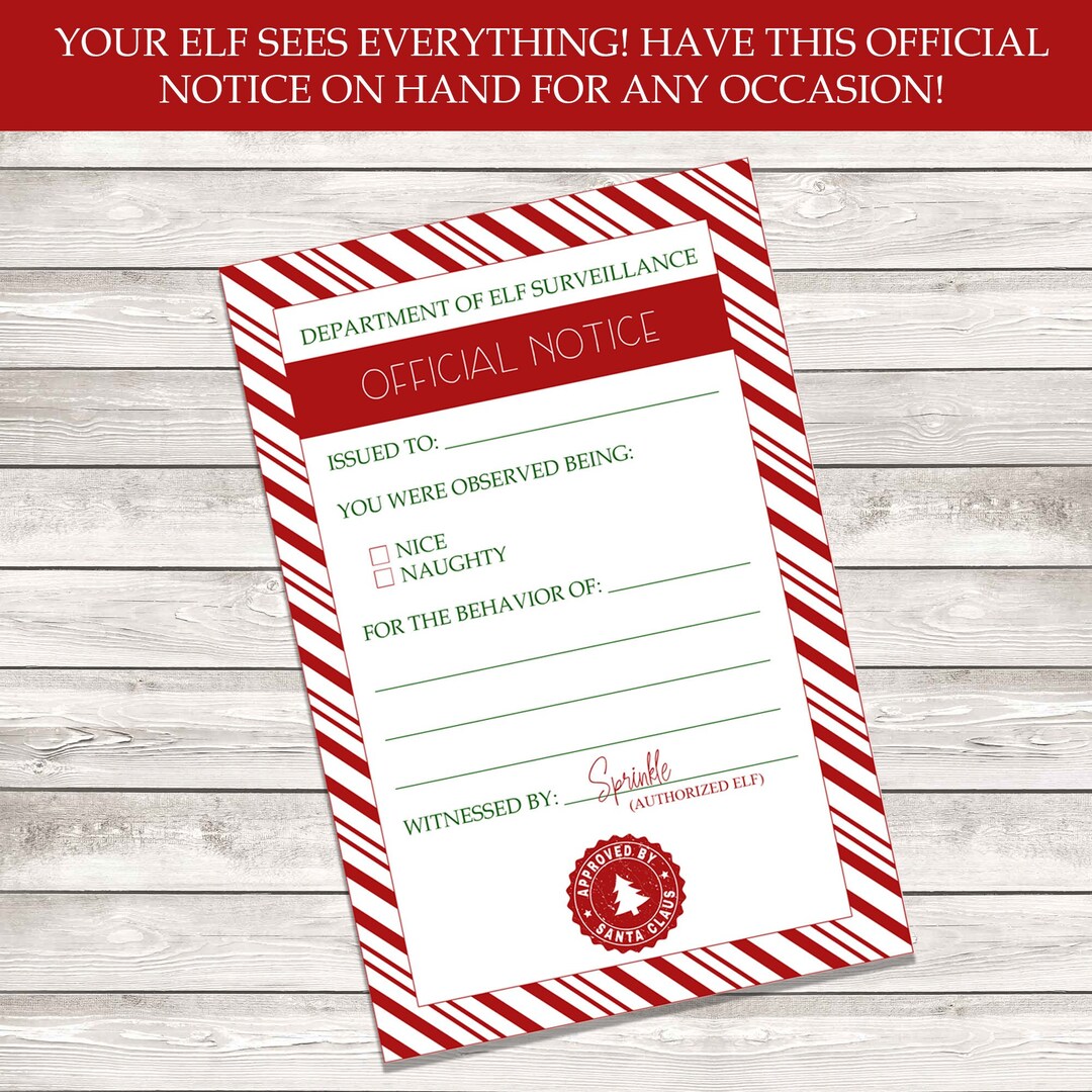 Custom Elf Printables Elf Behavior Report Elf Ideas Elf Naughty List ...
