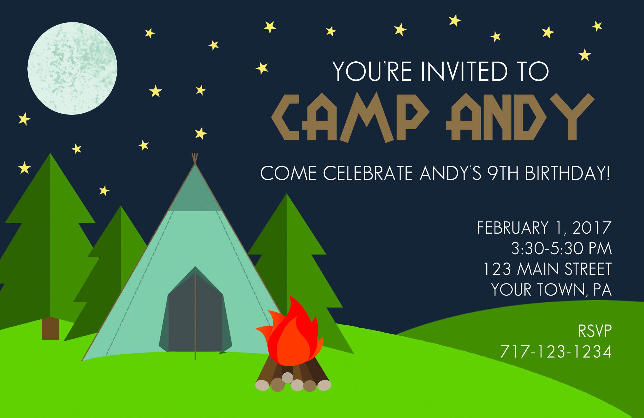 Camping Invitation | Camping Birthday | Camp Party Invitation | Camp ...