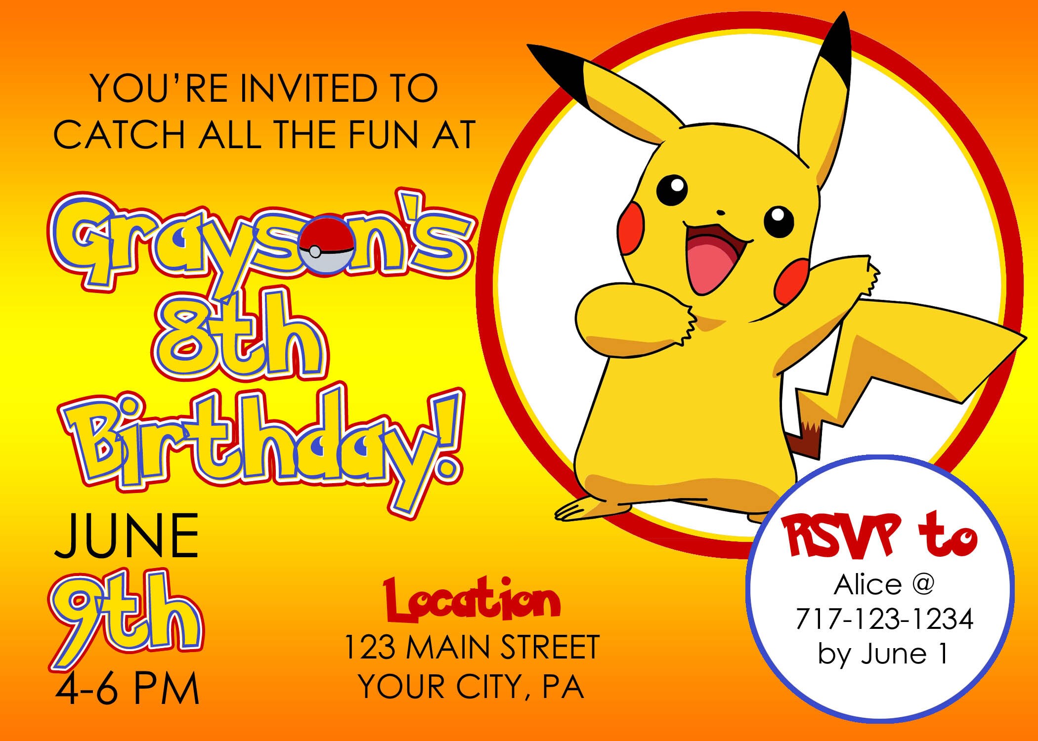 Pokemon Birthday Invitation | Pikachu Invitation | Digital Download - Etsy