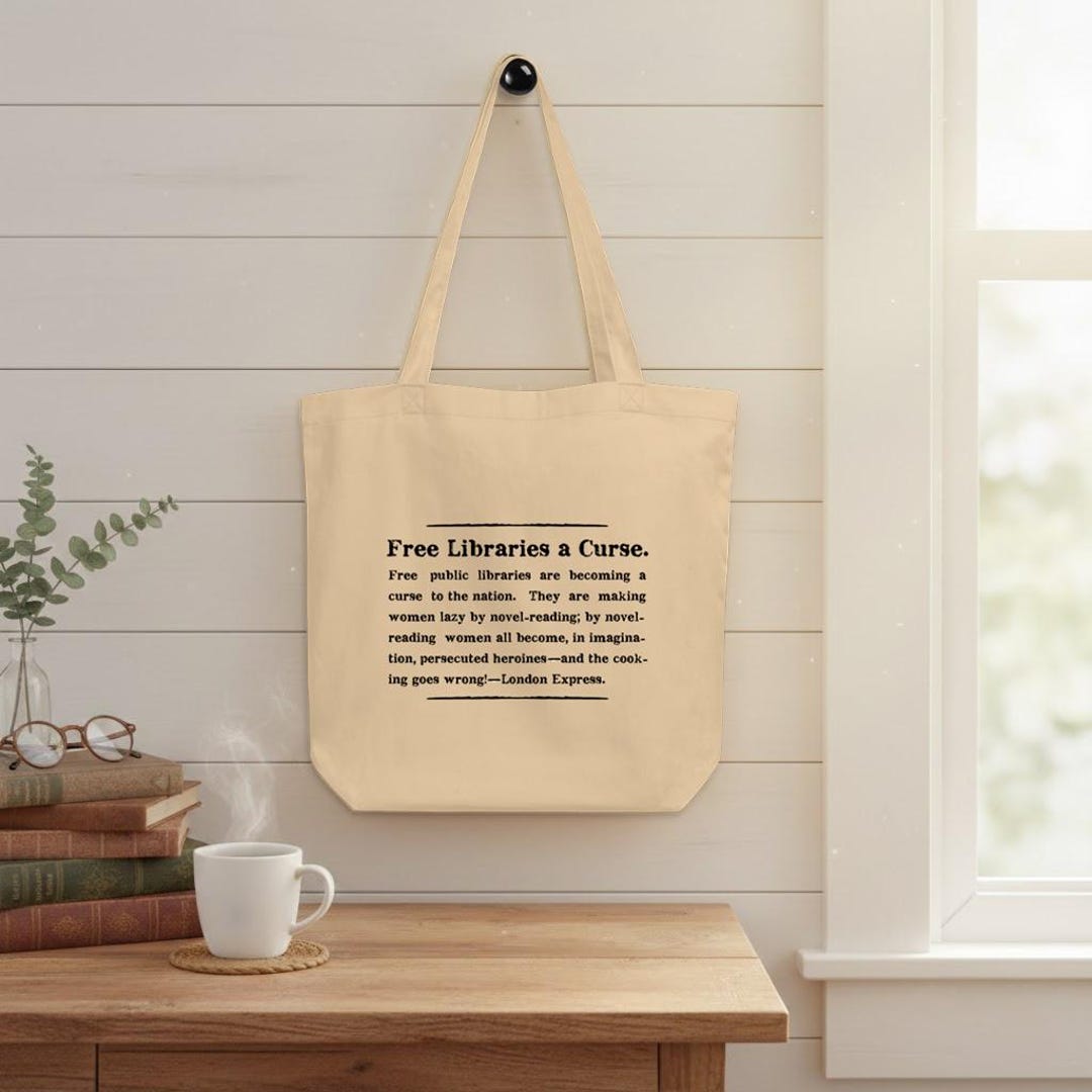 Free Libraries a Curse Tote Bag | Funny Book Lover Gift | Anti-novel ...