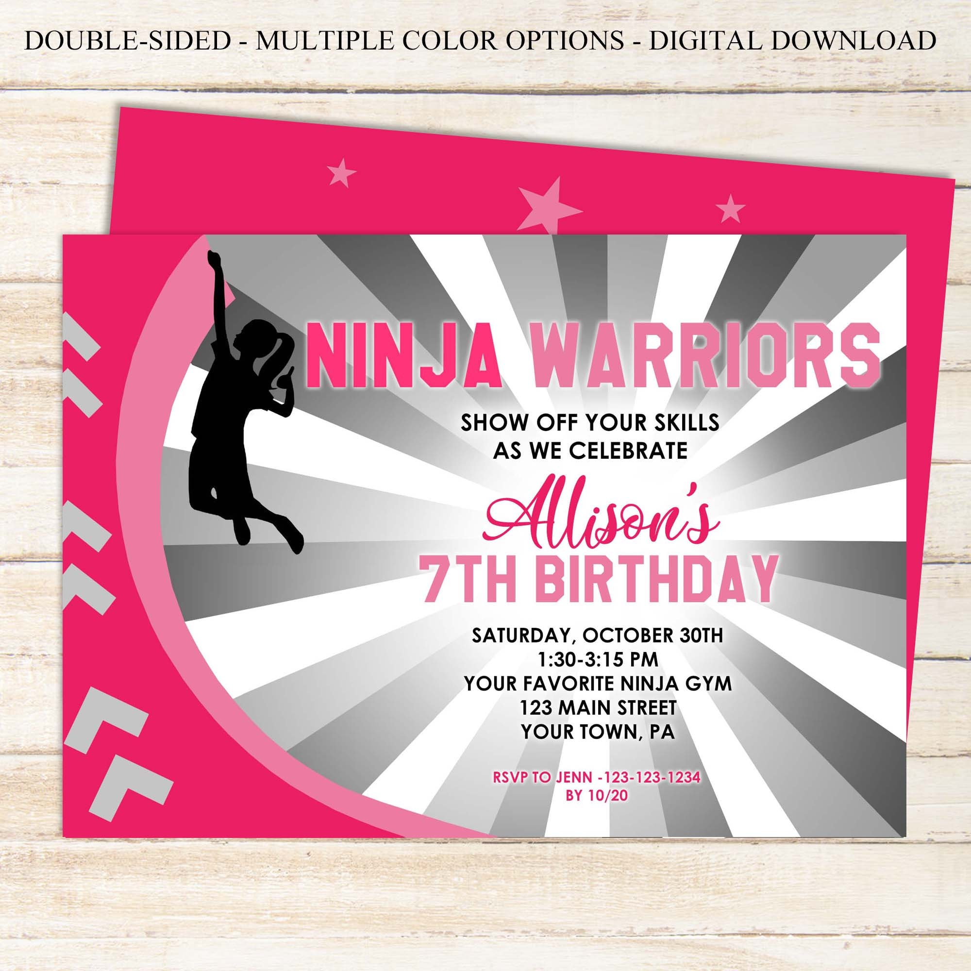 Printable Ninja Warrior Invitation Ninja Birthday Invitation - Etsy Canada
