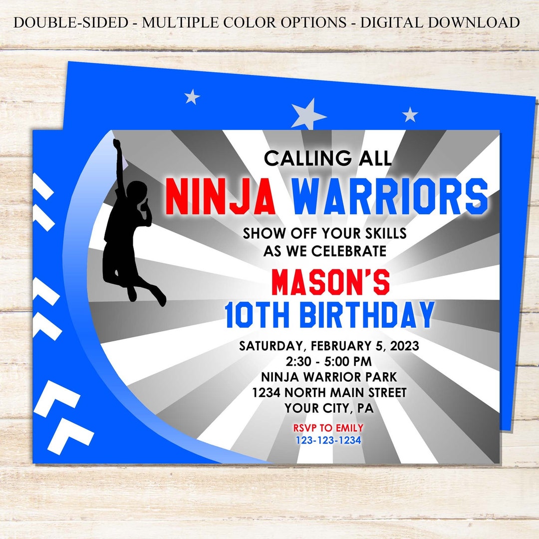 Printable Ninja Warrior Invitation | Ninja Birthday Invitation | Ninja ...