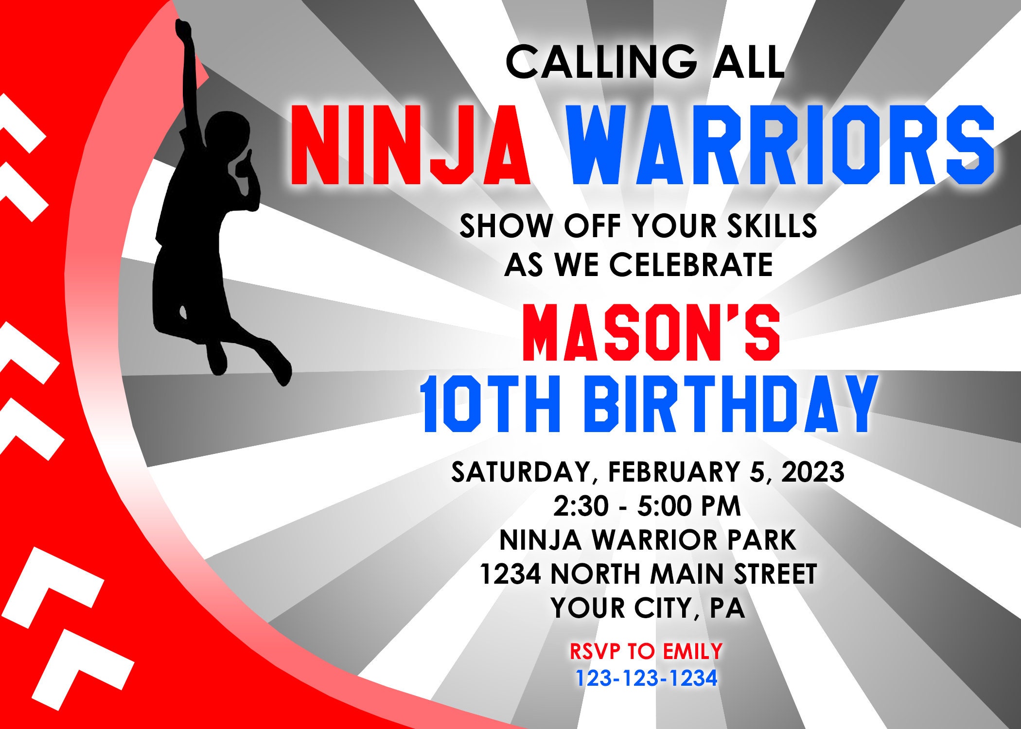 Printable Ninja Warrior Invitation Ninja Birthday Invitation - Etsy Canada