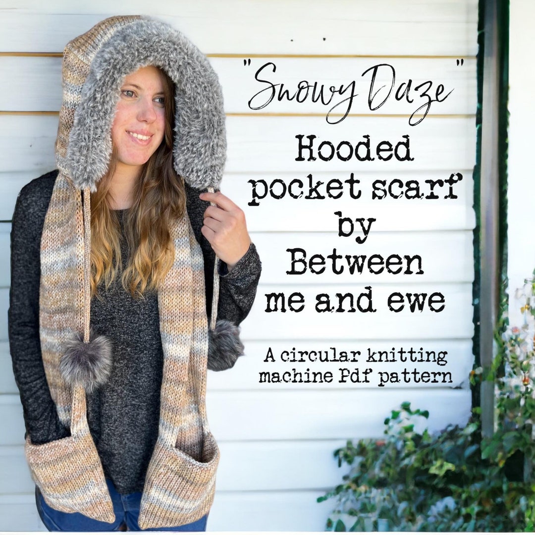 Snowy Daze Hooded Pocket Scarf - Sentro/addi Circular Knitting Machine ...