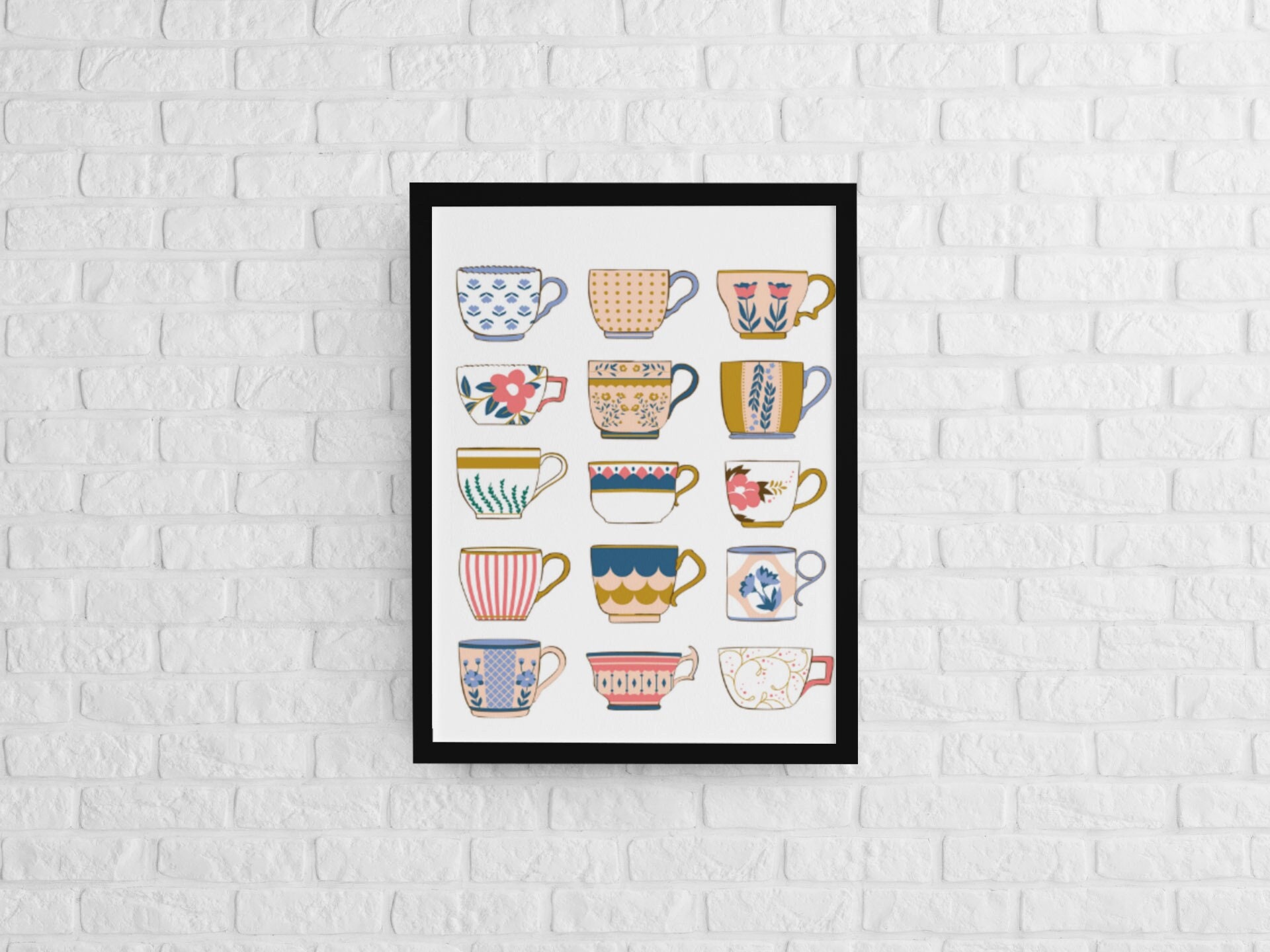 Aesthetic Tea Cup Print, Cute Modern, Patterned Teacups, Instant ...