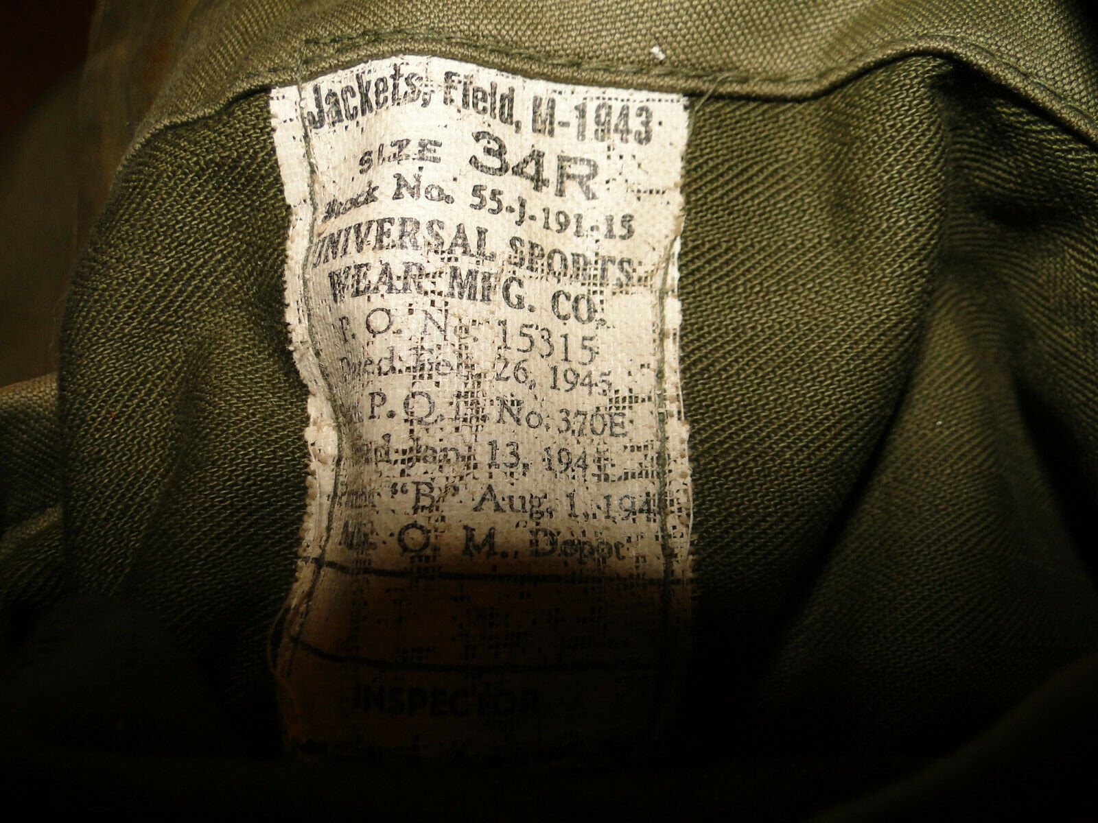 Vintage M 43 US Army Field Coat Jacket 1944 Sz 34 R - Etsy