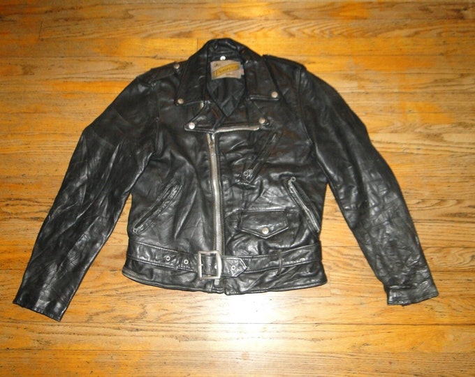Vintage Schott Perfecto Leather Motorcycle Jacket Biker T Sz 38 - Etsy