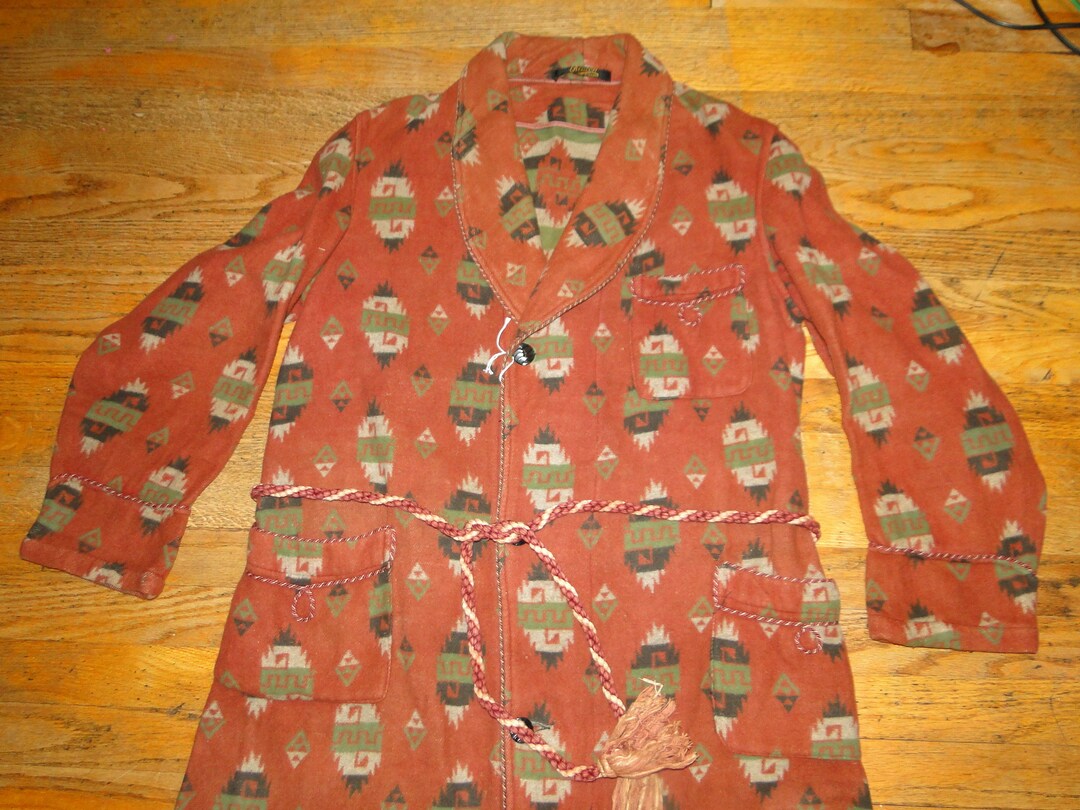 VINTAGE DESIGN Beacon Cotton Camp Western Southwest Print Cotton Long ...
