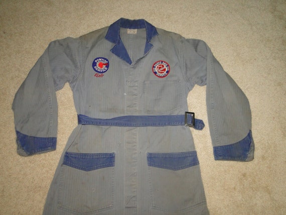 Vintage SHOP COATjacket Herringbone HBT pontiac serv… - Gem