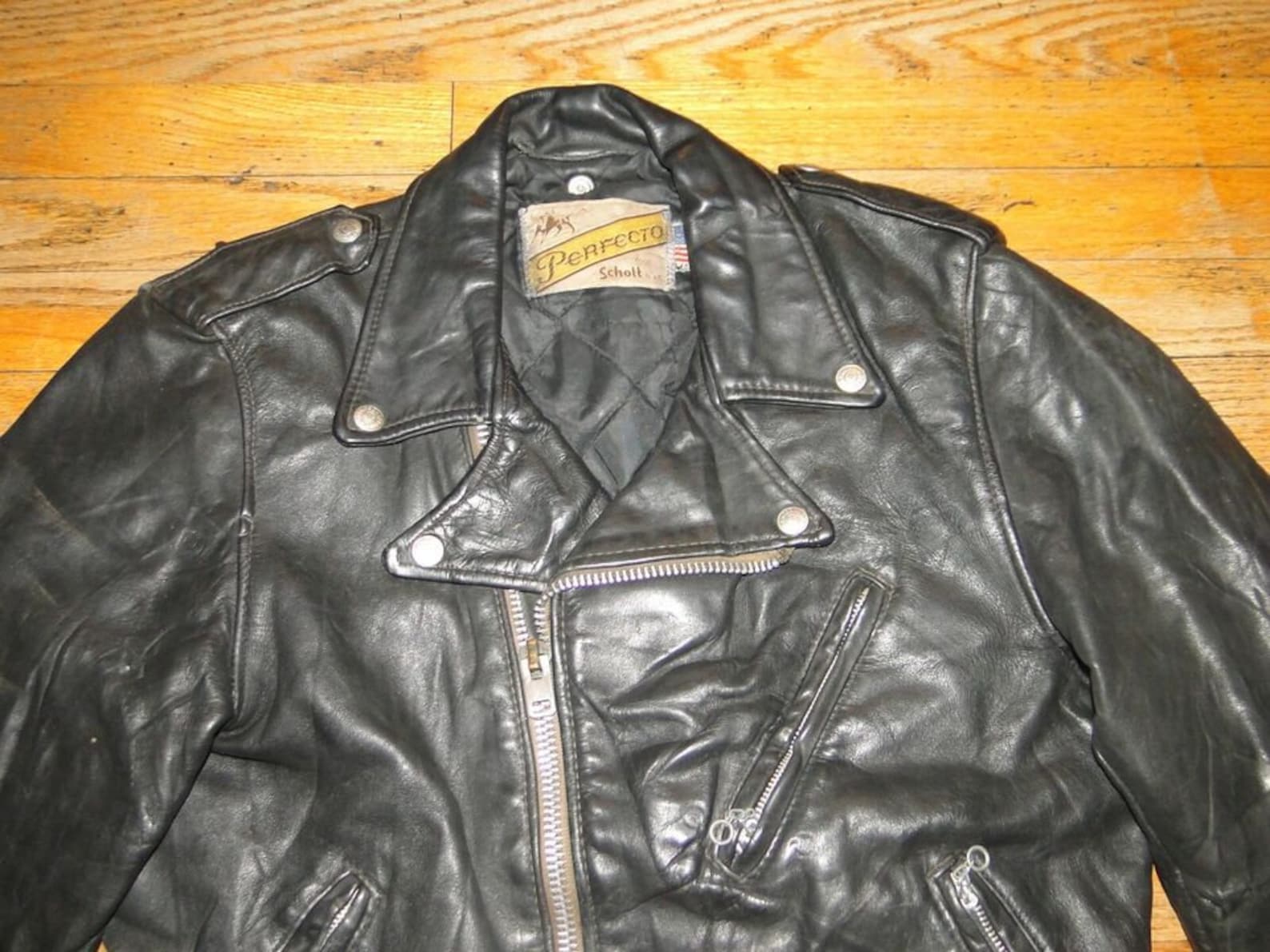 Vintage Schott Perfecto Leather Motorcycle Jacket Biker T Sz 38 - Etsy