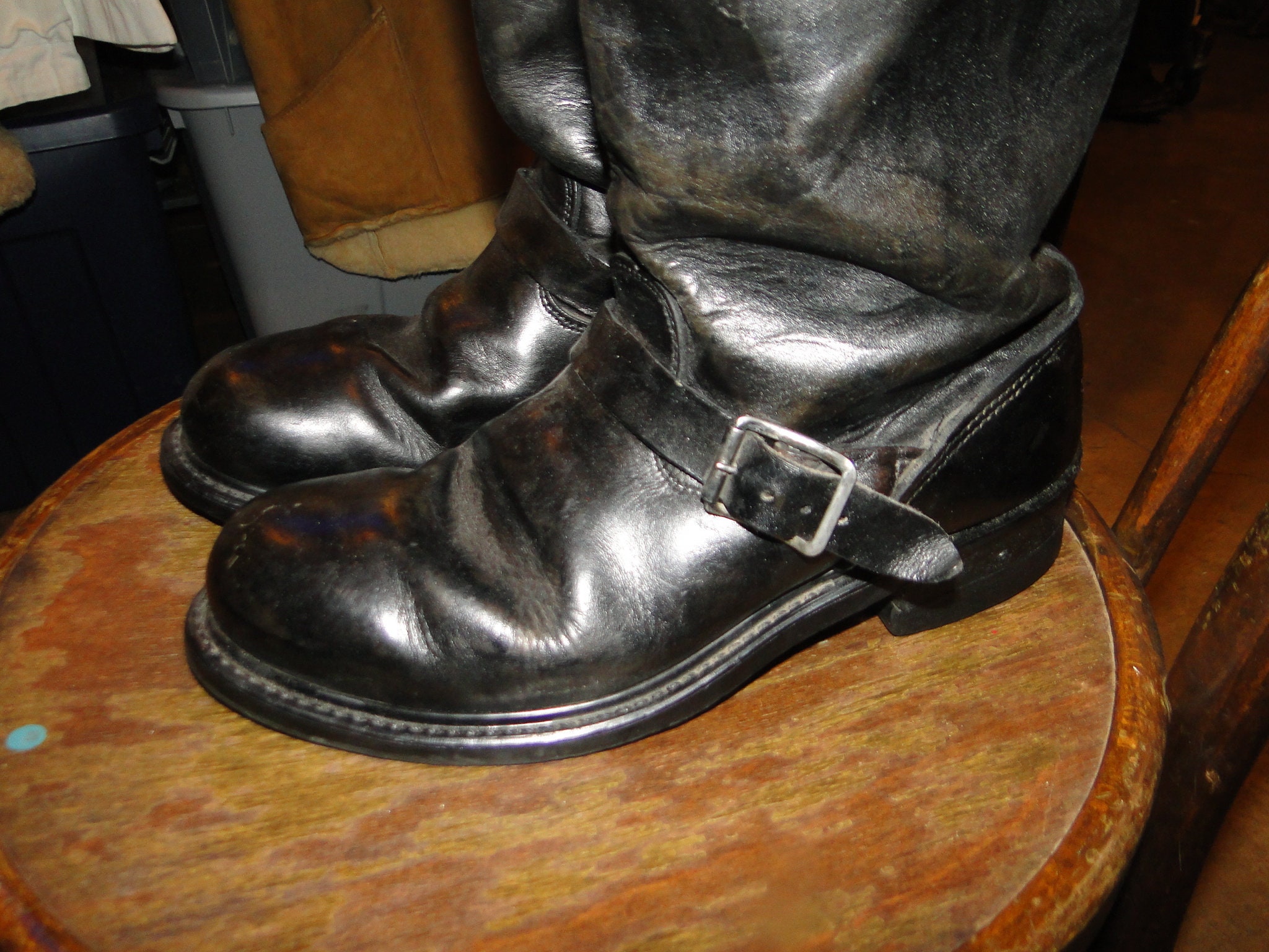Vintage ENGINEER MOTORCYCLE Leather Black Boot Steel Toe Sz 9D - Etsy