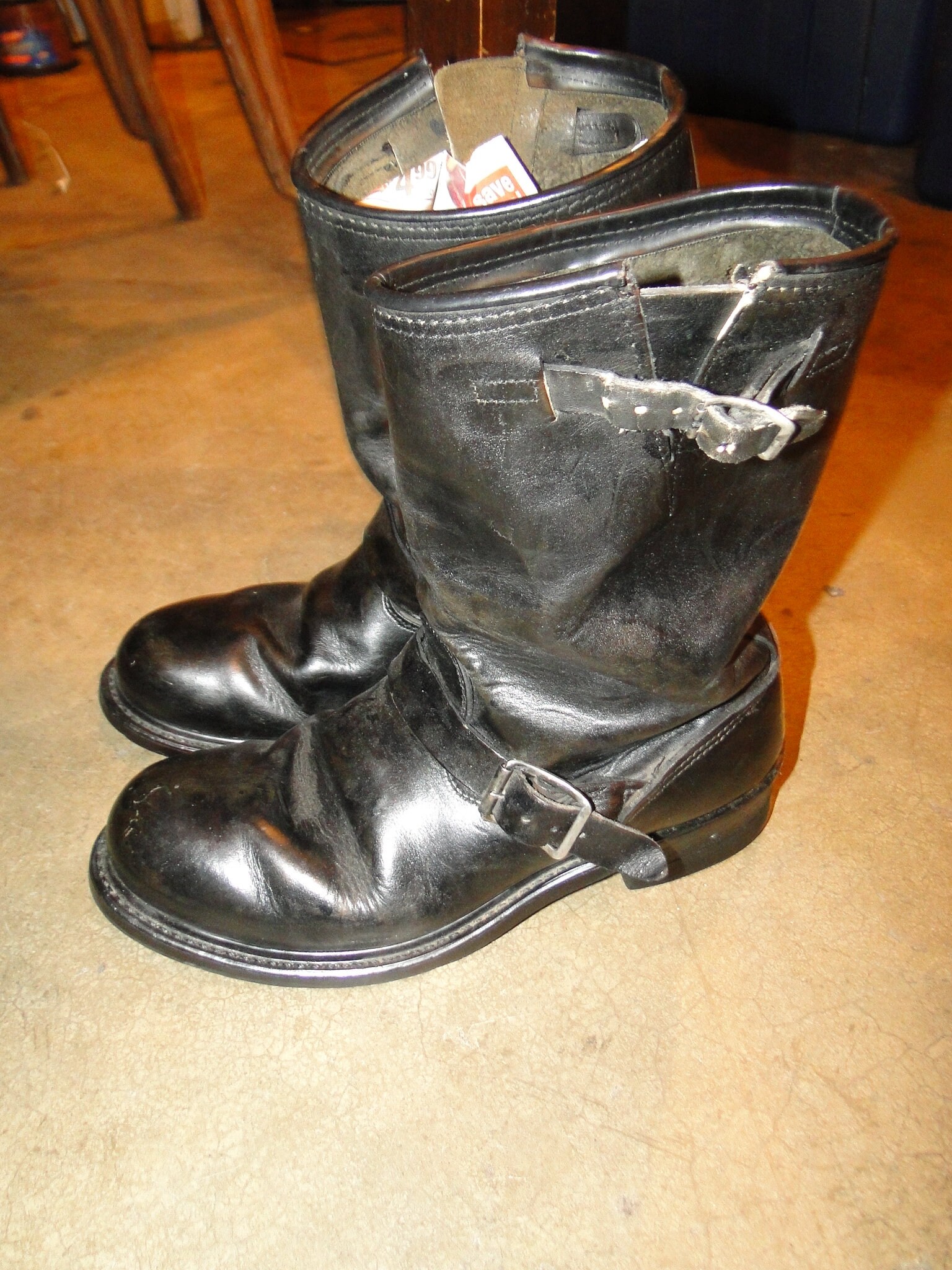 Vintage ENGINEER MOTORCYCLE Leather Black Boot Steel Toe Sz 9D - Etsy