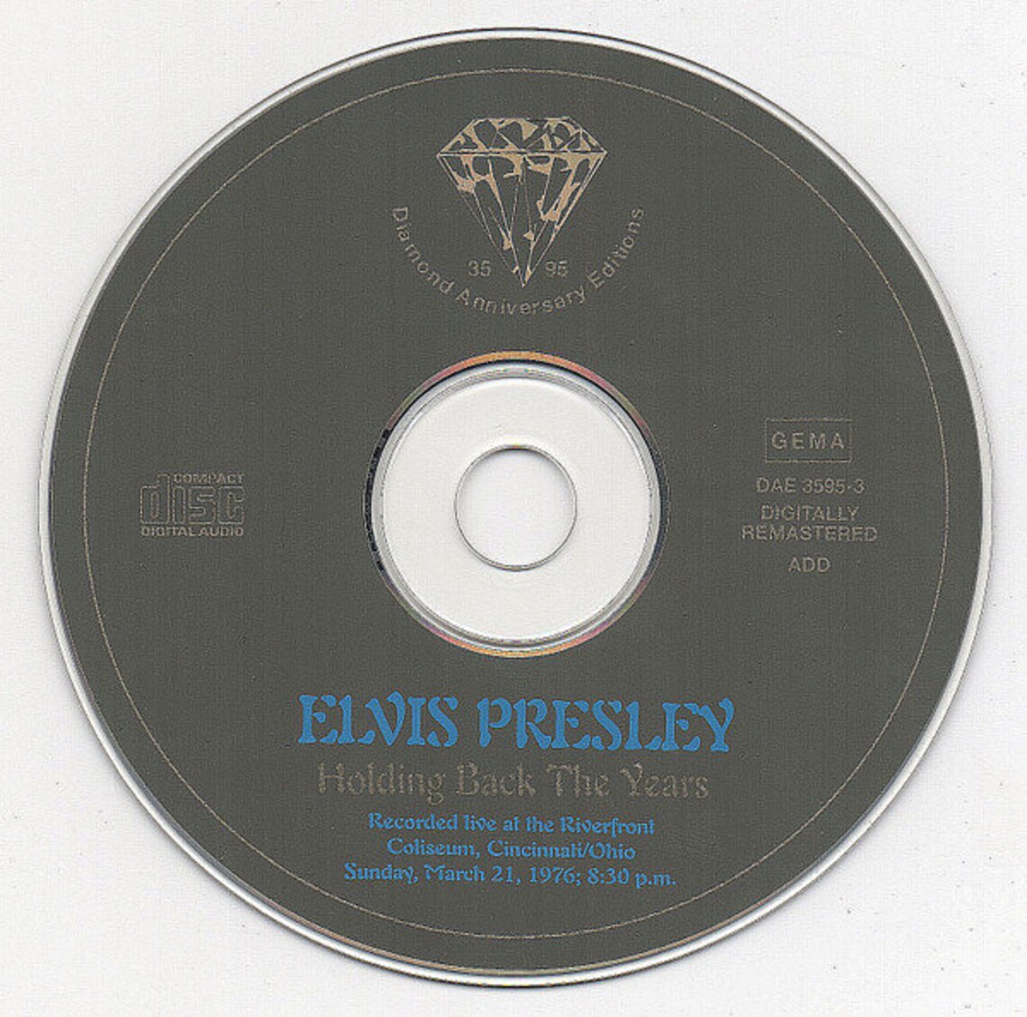 Rare Elvis USA Cd----holding Back the Years--cincinatti, Ohio, March ...
