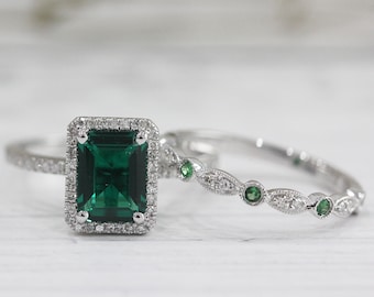Lab Created Emerald Ring - Etsy