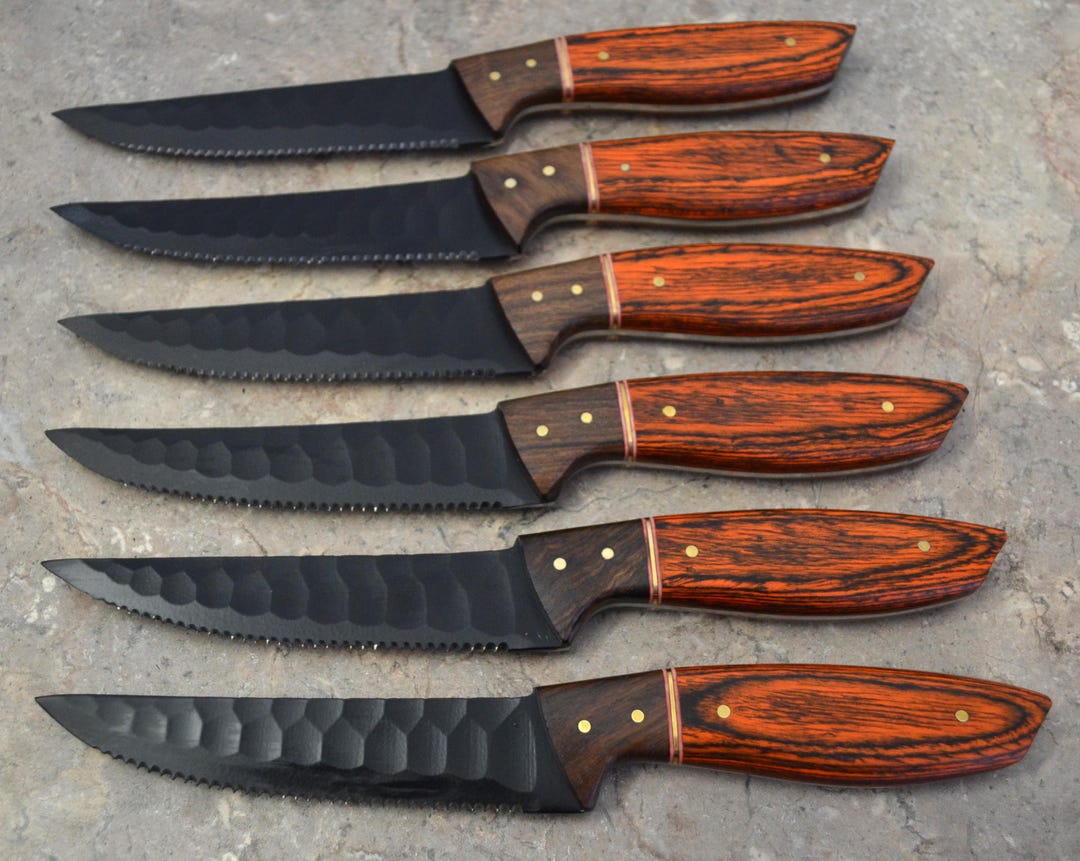 High Carbon Flint Steak Knives Set, Kitchen Knives, Xmas Gift, Handmade ...