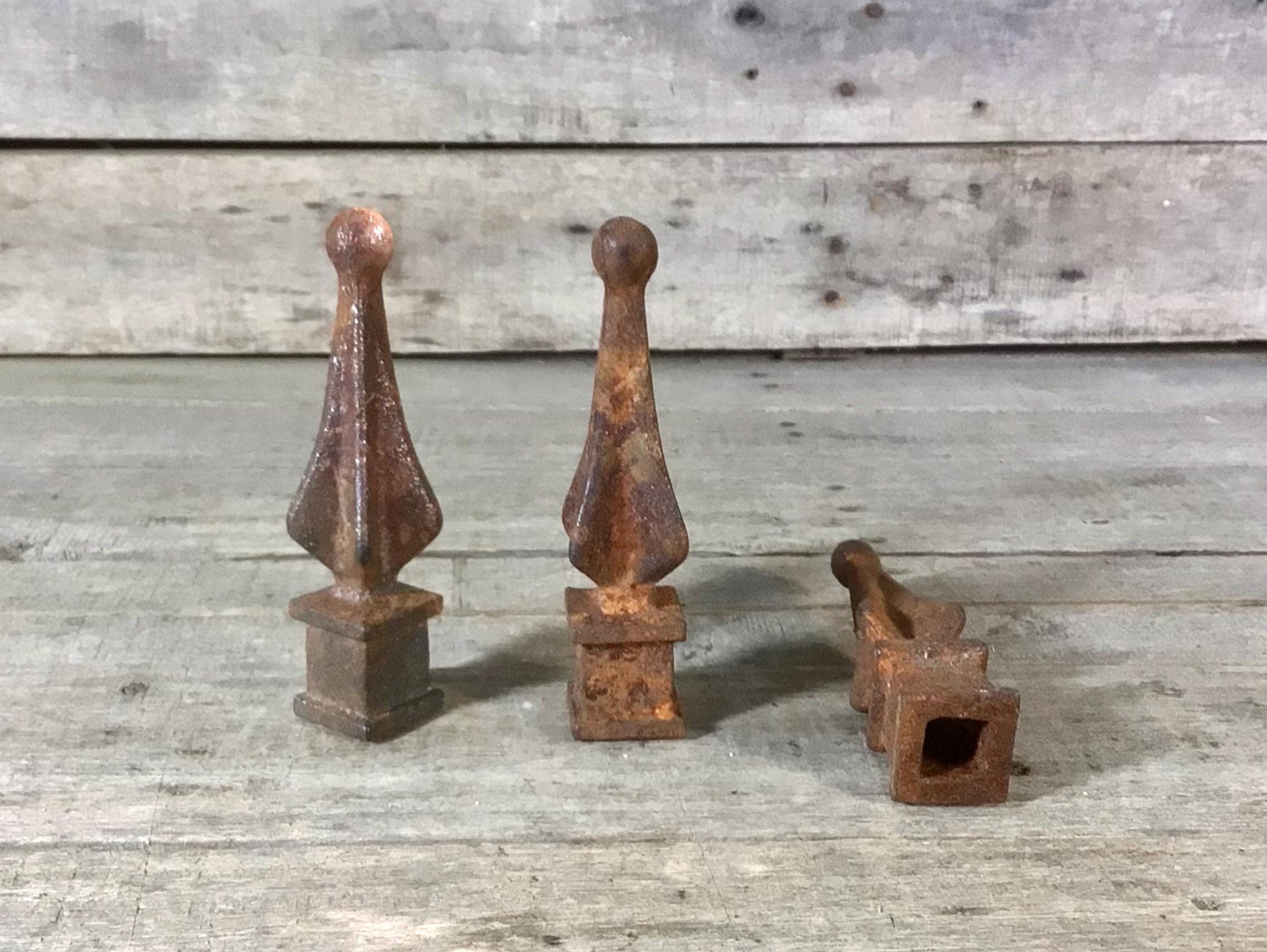 3 Iron Finials Fence Post Toppers Craft Supplies Project Pieces Metal ...