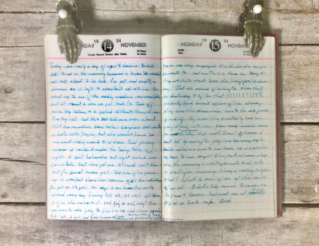 1954 Handwritten Diary: Students Personal Journal Mid Century ...