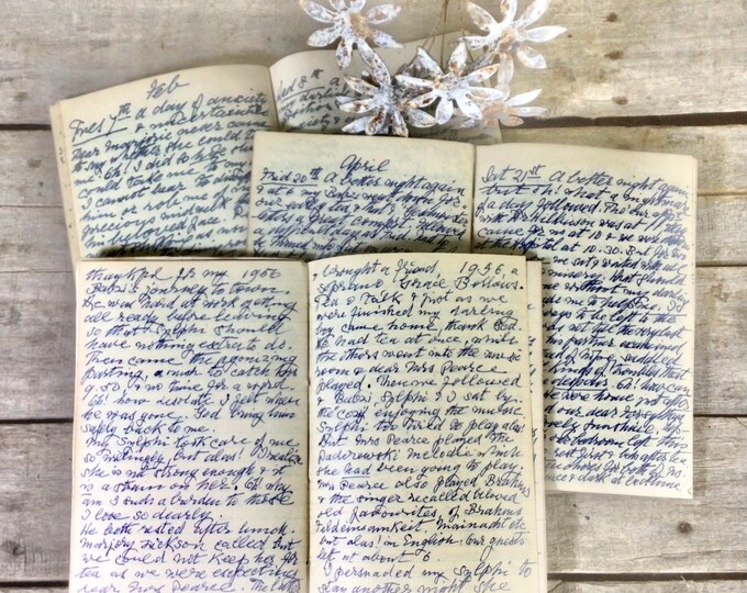 1956 Handwritten Diary Set 71-yr-old London Lady Born in 1885 3 Vol ...
