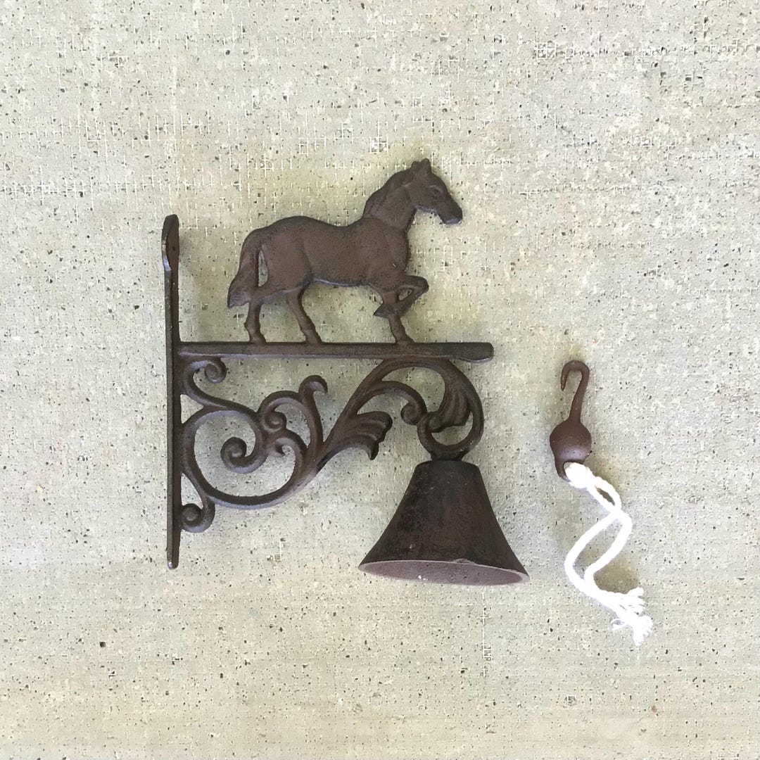 Cast Iron Bell W Horse Hanging Bell Dinner Bell Indoor Outdoor Wall ...