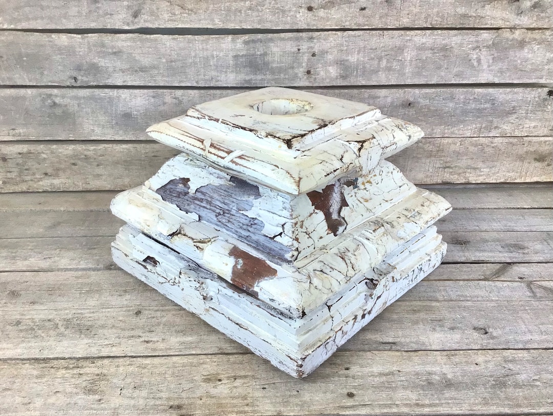 Wood Riser Stand Decorative Display Pedestal Platform Base Distressed ...