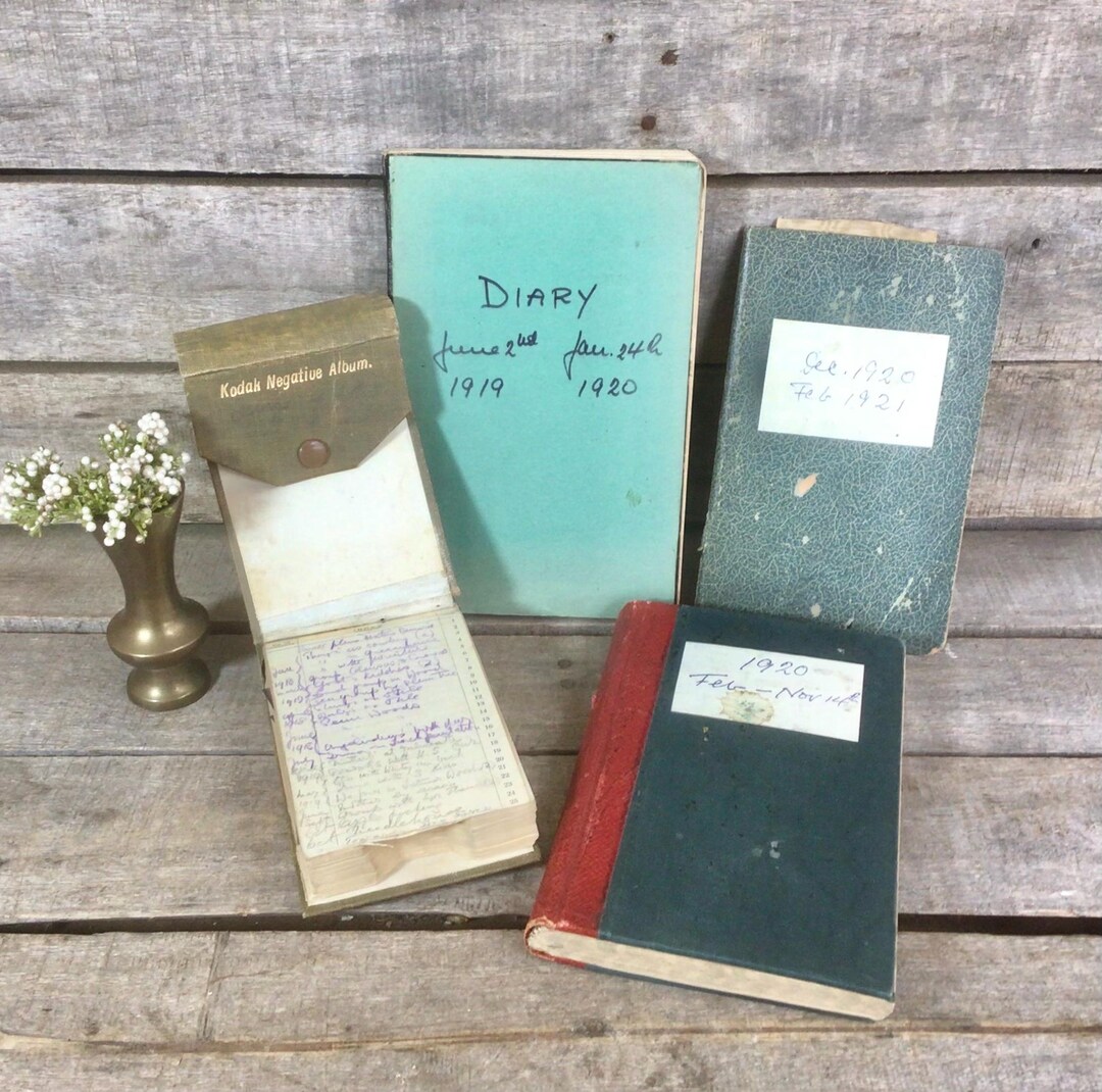 3-1919+ Handwritten Diaries W Photo Negative Book 34-yr-old London Lady ...
