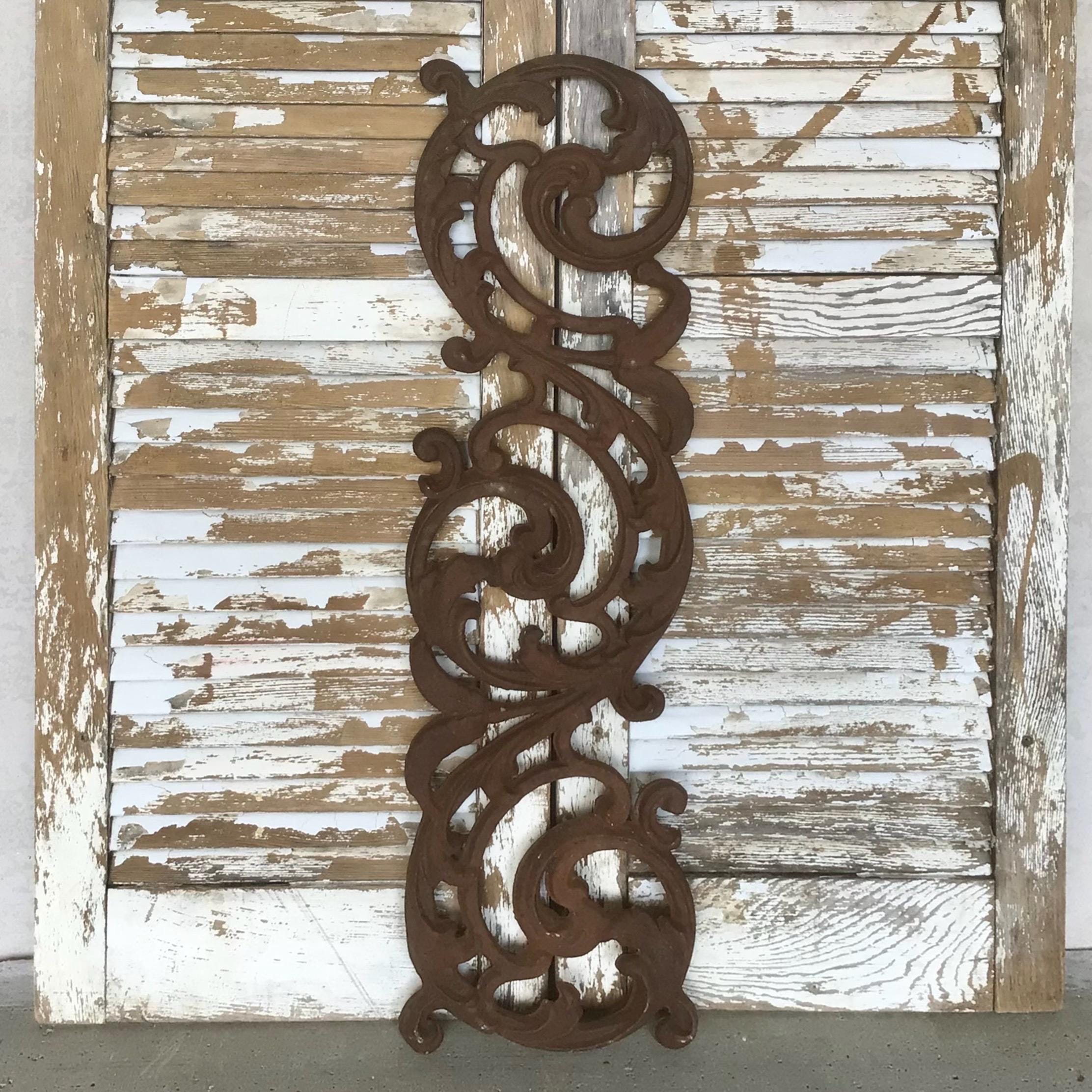 31” Vintage Iron Panel Architectural Salvage Wall Decor Rustic Elegance ...