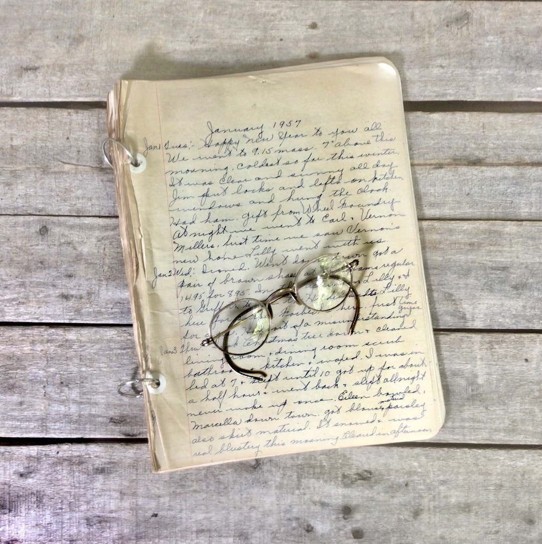 1957 Handwritten Diary Journal Mid Century Memorabilia Vintage Original ...