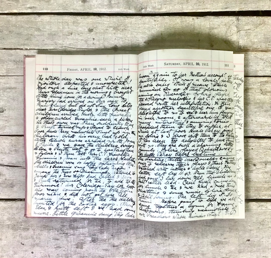 1912 Handwritten Diary 27-yr-old London Lady Born in 1885 Antique ...