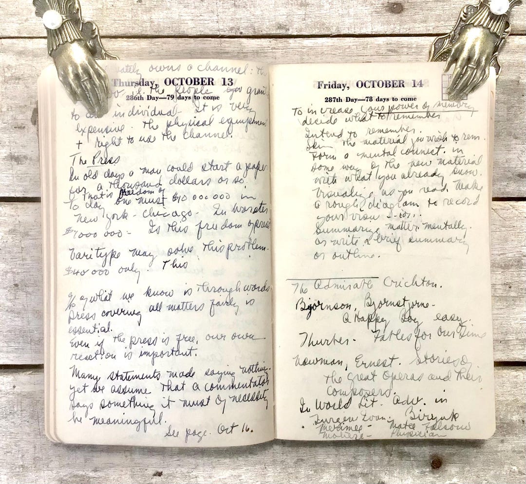 1949 Handwritten Journal by Teacher Mid Century Meeting Notes and ...