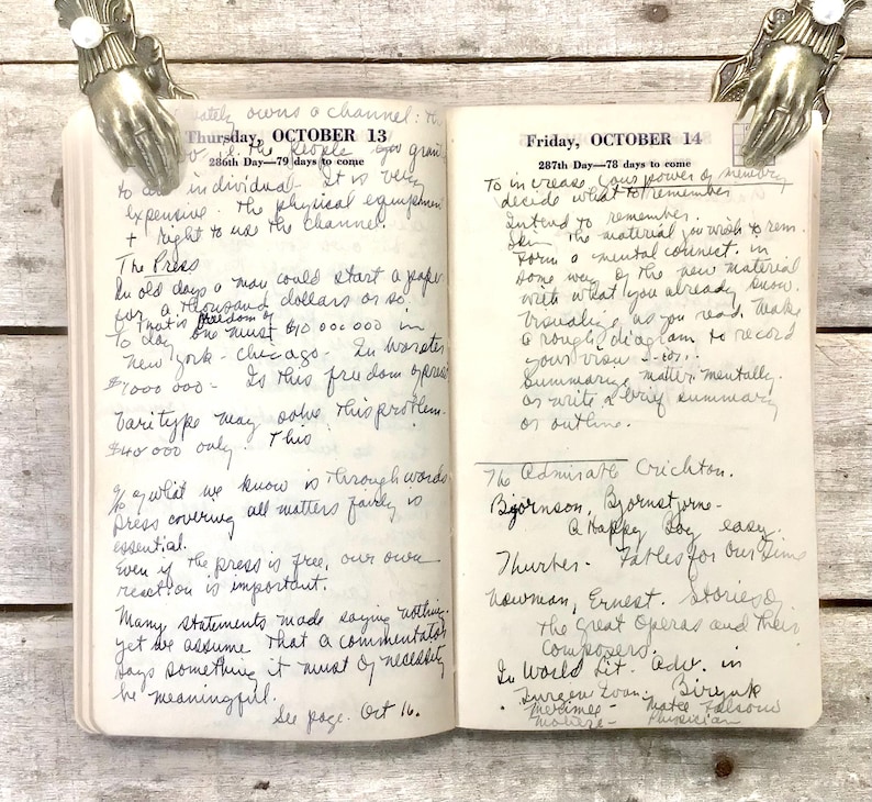 1949 Handwritten Journal by Teacher Mid Century Meeting Notes and ...