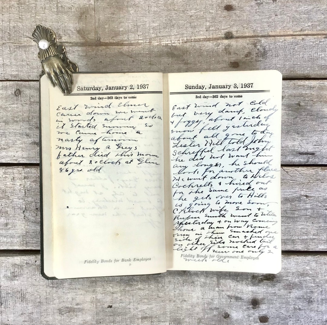 1937 Handwritten Diary Great Depression Vintage Journal Original ...