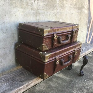 Pair Decorative Suitcase Boxes Stacking Dark Red Alligator Style ...