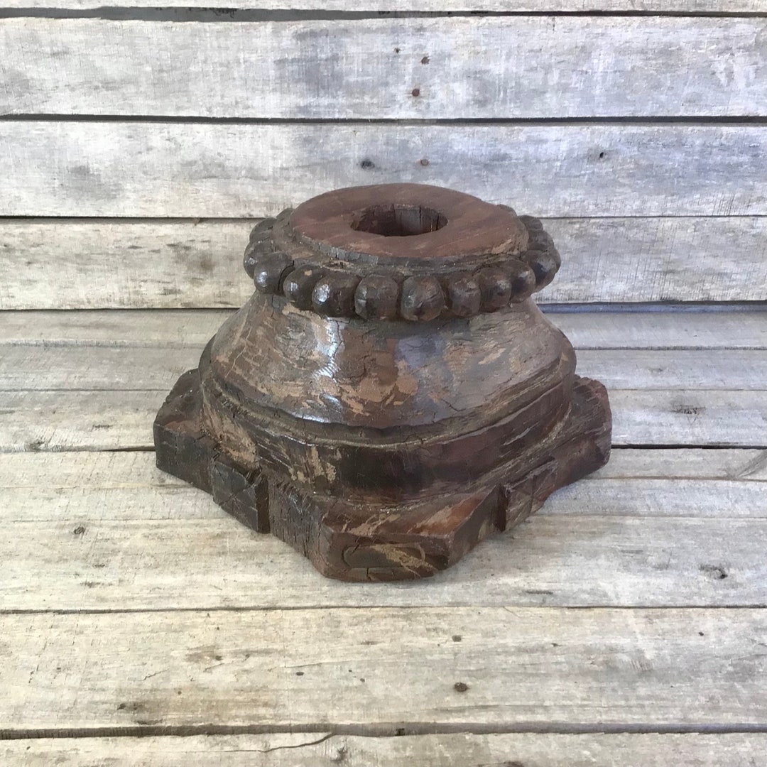 Elegant Wood Riser Pedestal Base Decor Platform Newel Post Base Vintage ...