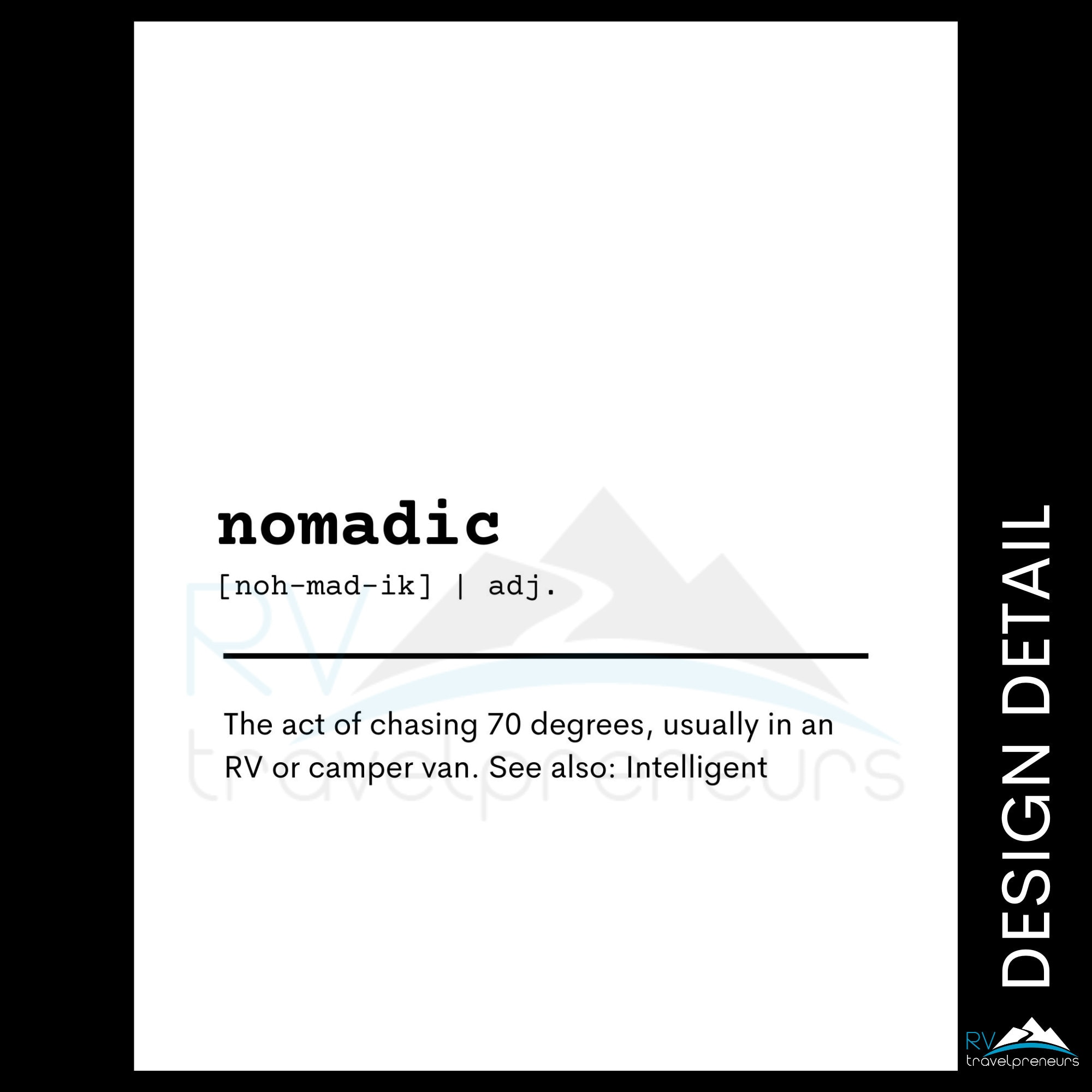 Nomadic Nomad Definition Printable | Camping Life | 5 X 7, 8 X 10, 11 X ...