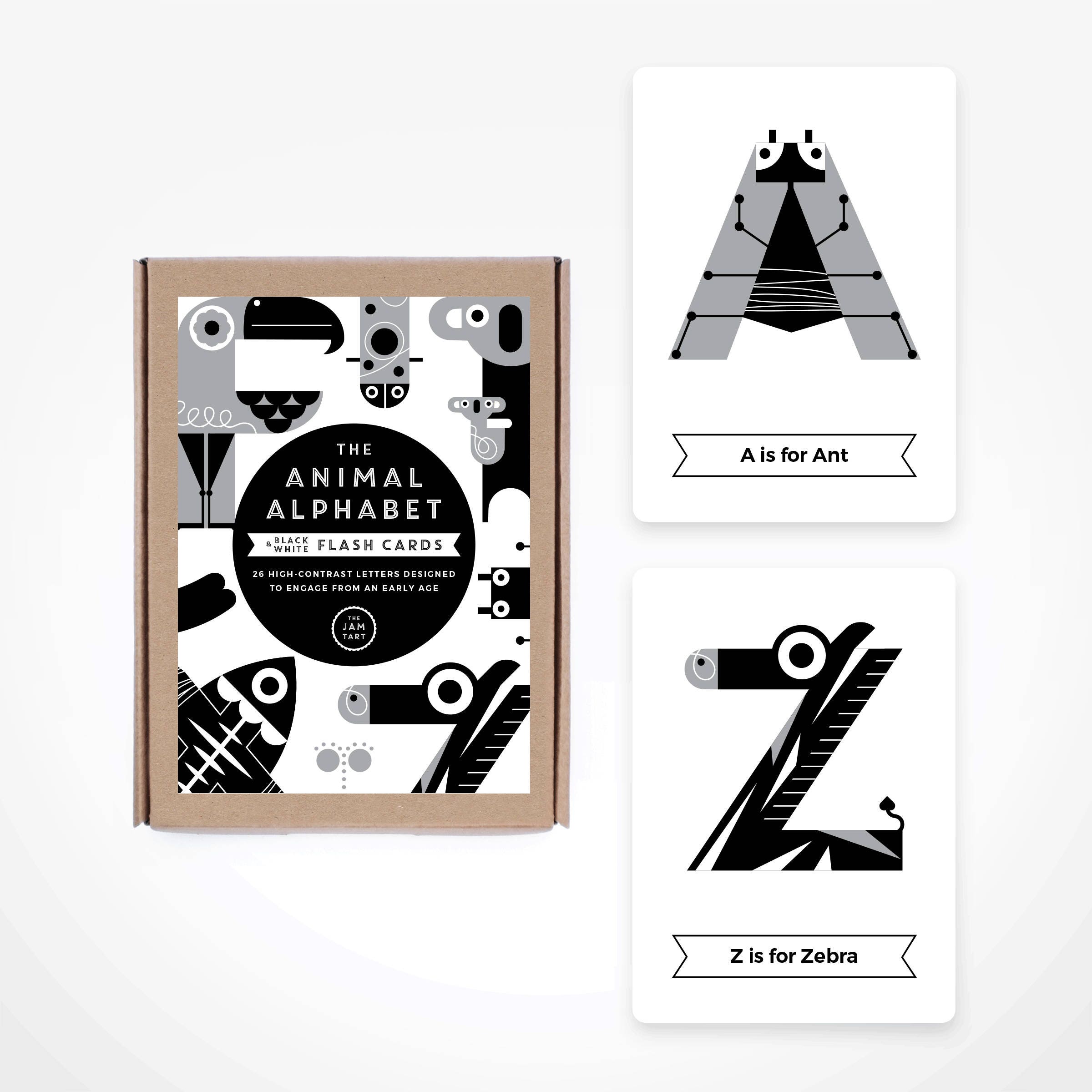 Black and White Alphabet Flashcards for Kids Educational, Learn the ...