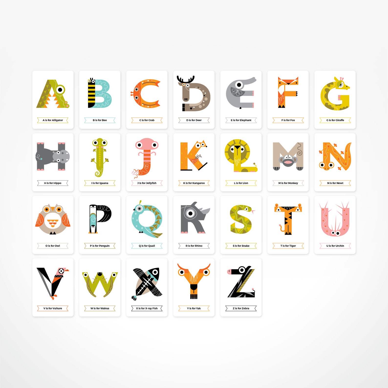 Animal Alphabet Flashcards for Kids Educational, Learn the Alphabet - Etsy