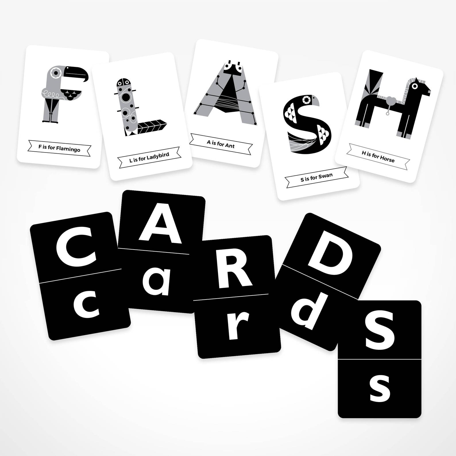 Buy Black and White Alphabet Flashcards for Kids - Educational, Learn ...