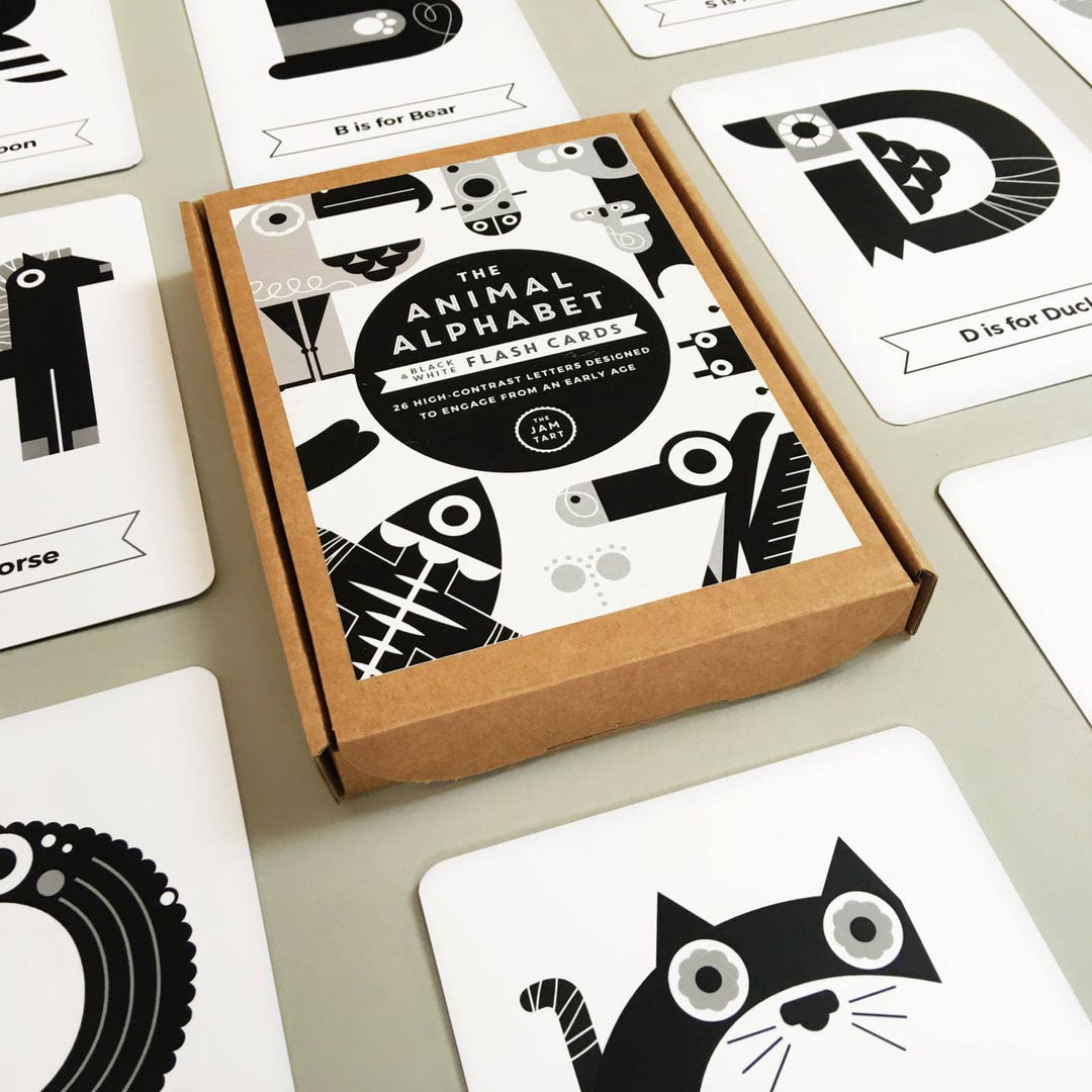 Black and White Alphabet Flashcards for Kids - Educational, Learn the ...