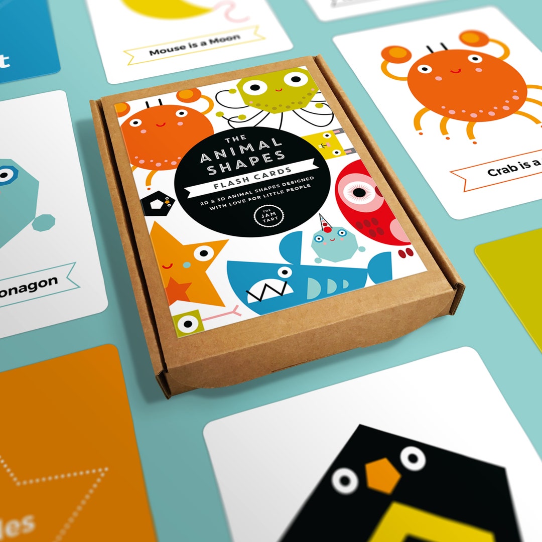 Animal Shapes Flashcards for Kids Educational, Learn Shapes - Etsy