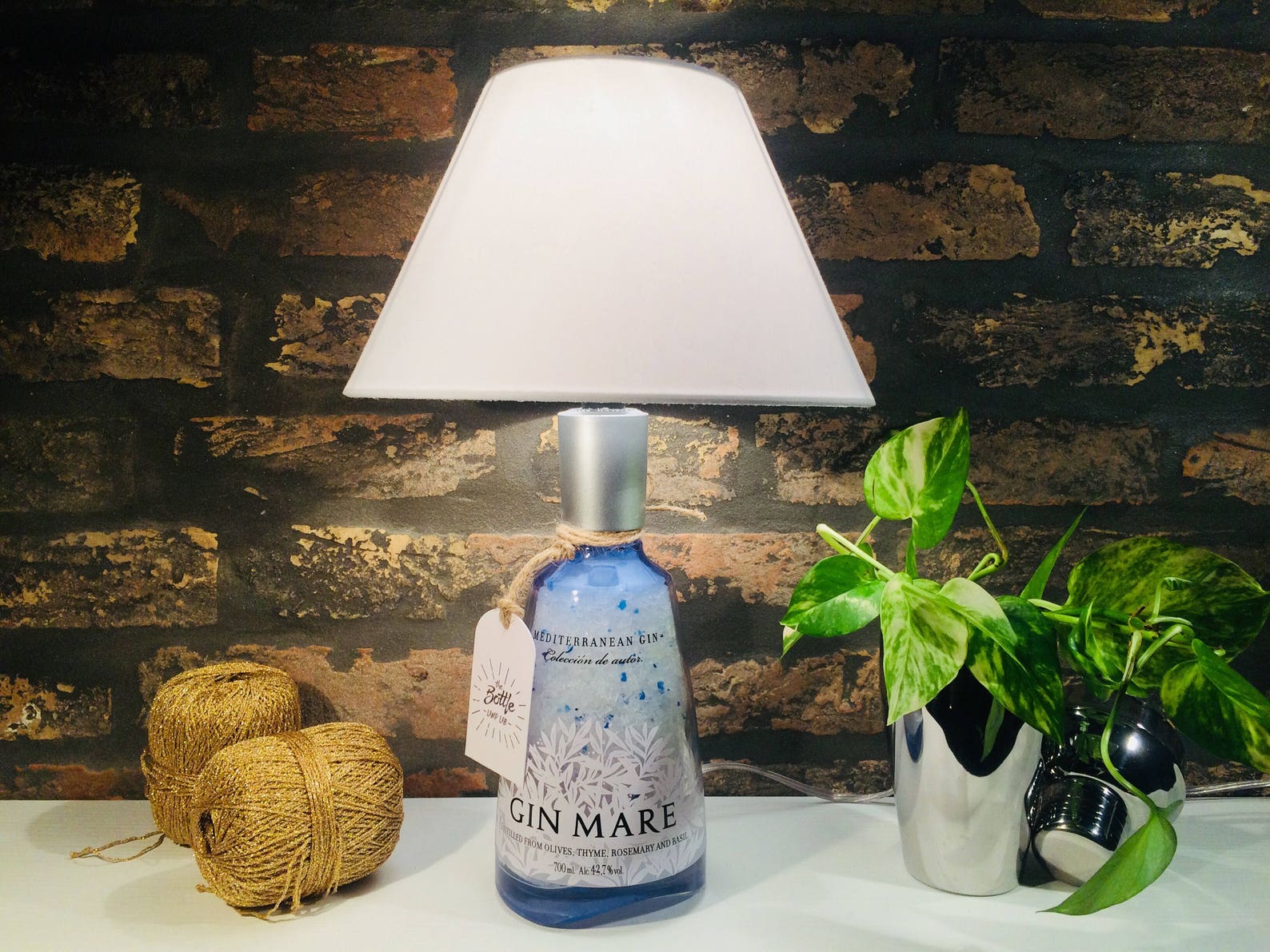 Gin Mare Upcycled Lamp Bottle, Table Lamp,lighting,night Light, Bottle ...