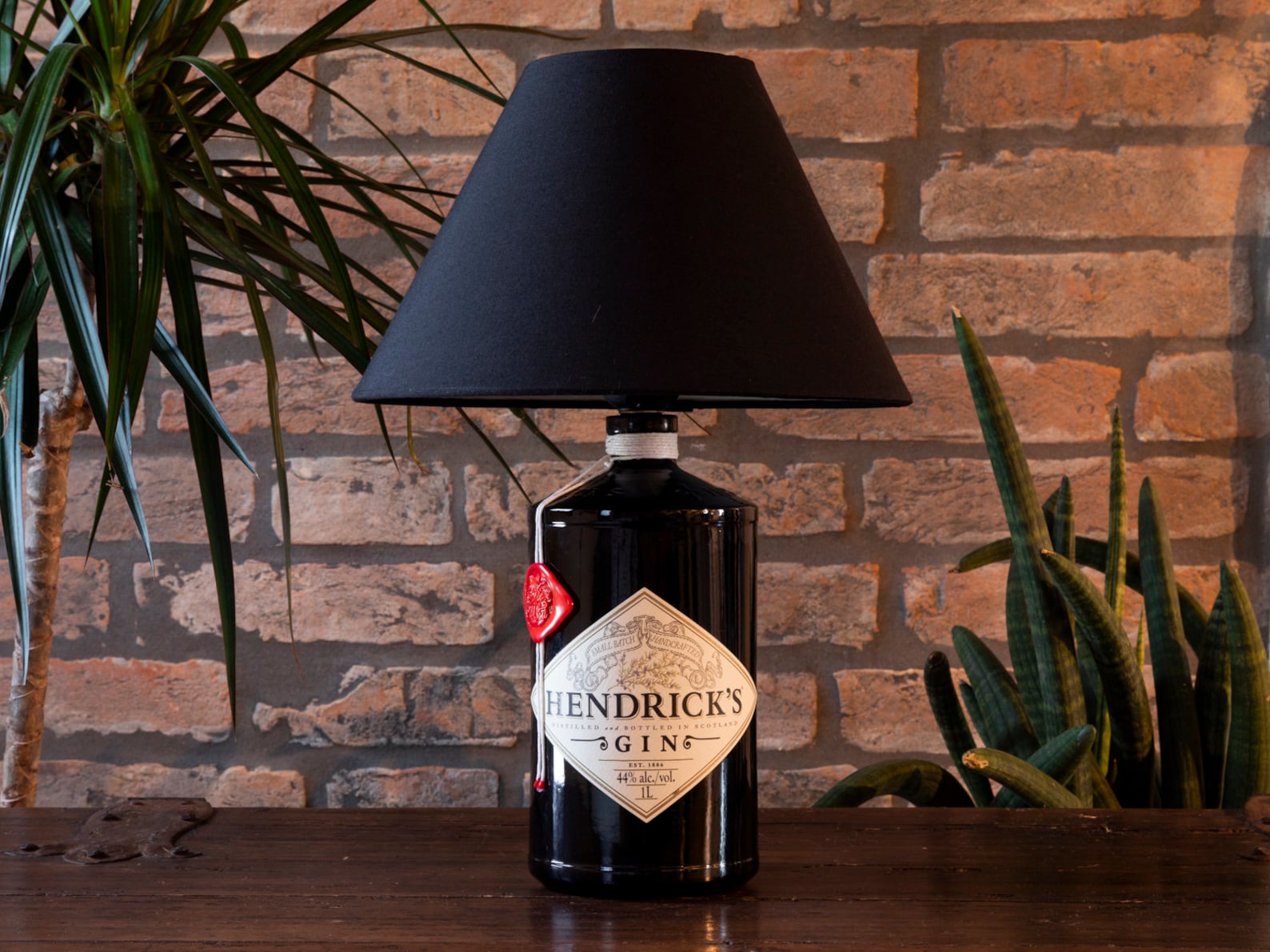 Hendrick's Gin upcycled Bottle Lamp, lamp bottle. Hendrick's table lamp ...