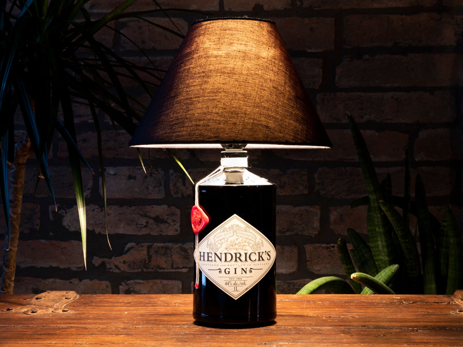 Hendrick's Gin upcycled Bottle Lamp, lamp bottle. Hendrick's table lamp ...