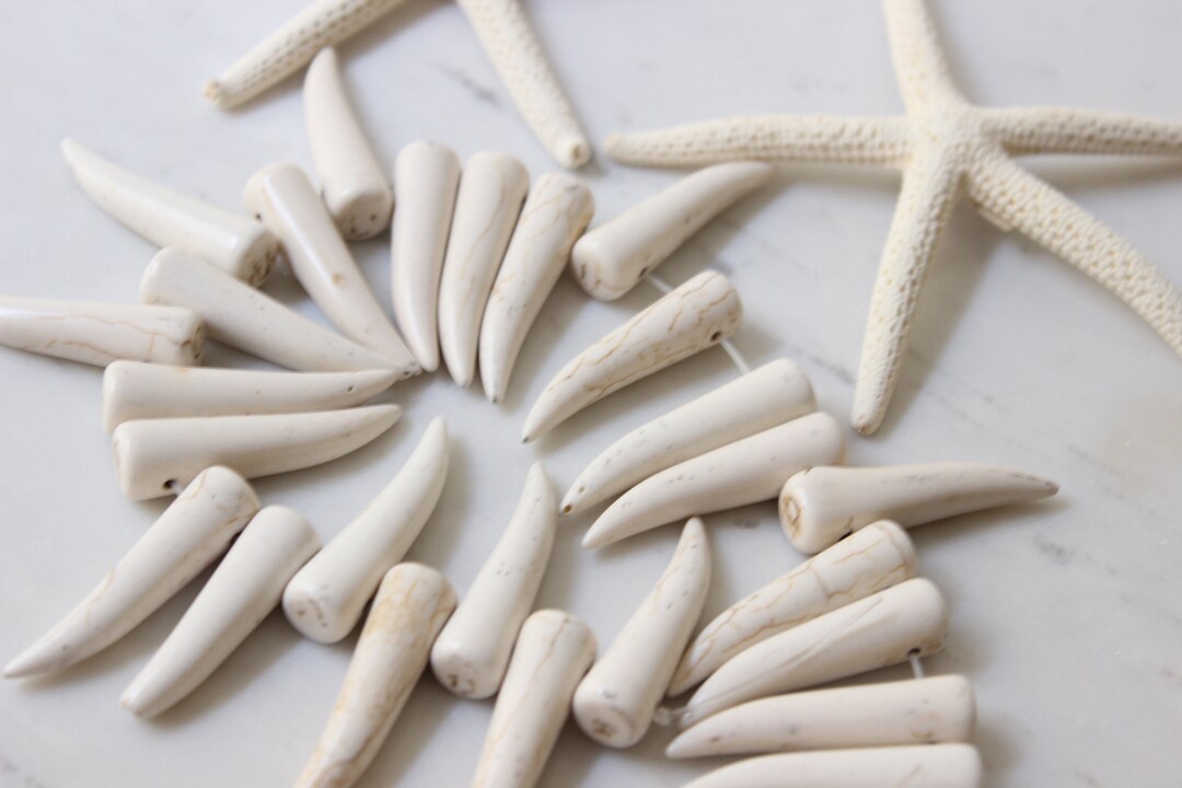 Ivory White Large Tusk Horn Pendant, Cool Chic Horn Pendant, Spikes ...