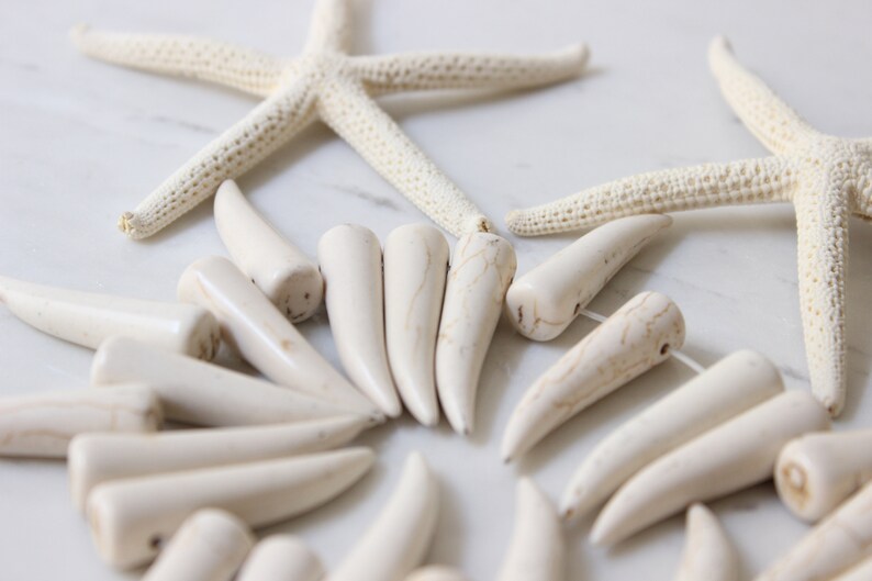 Ivory White Large Tusk Horn Pendant, Cool Chic Horn Pendant, Spikes ...